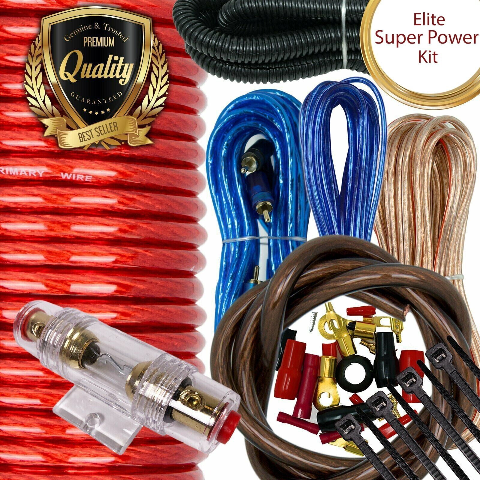 Car Audio 4Gauge Cable Kit Amp Amplifier Install RCA Subwoofer Sub ...
