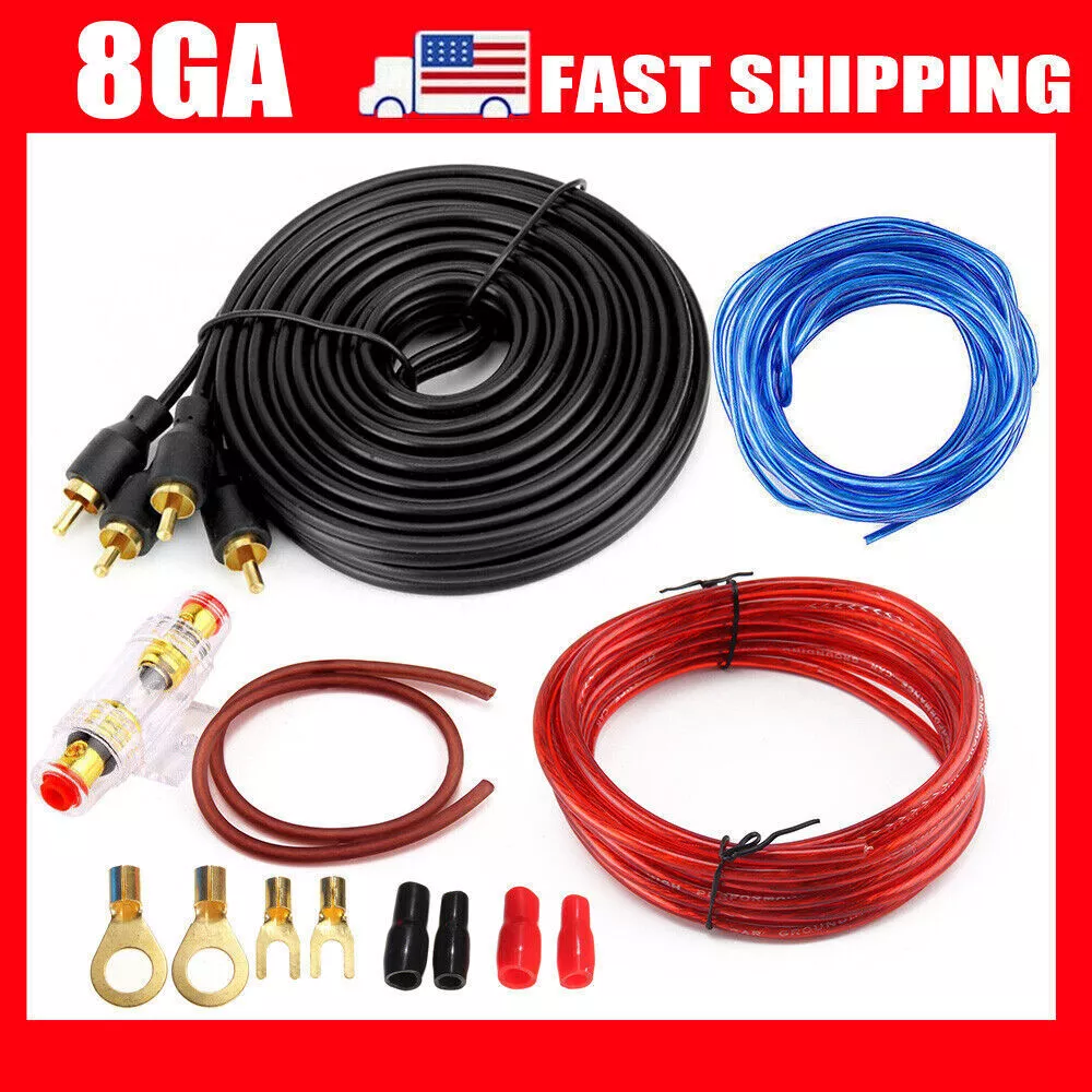 Car Audio 8 Gauge Cable Kit Amp Amplifier 5M Rca Subwoofer Sub Wiring ...