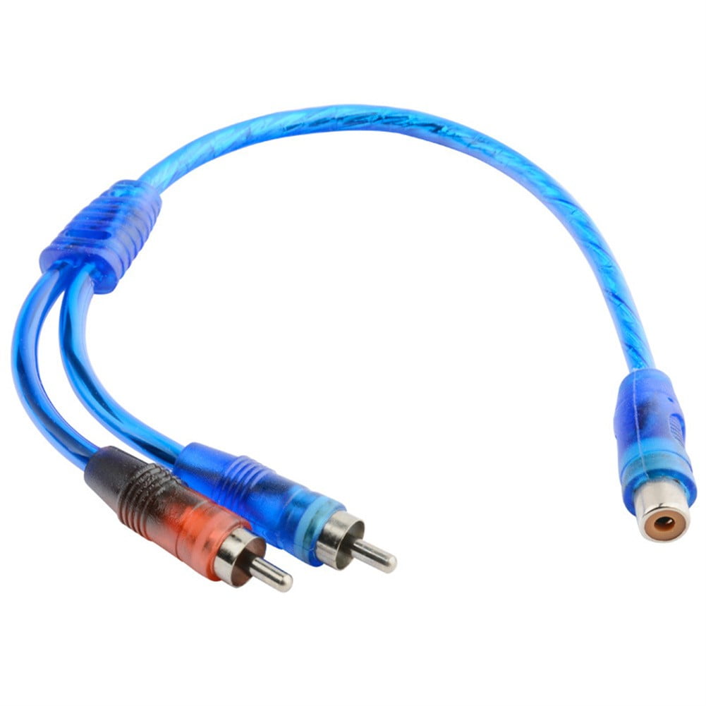 Car Audio Cable 1 Female To 2 Male RCA Adapter Wire Splitter Signal ...