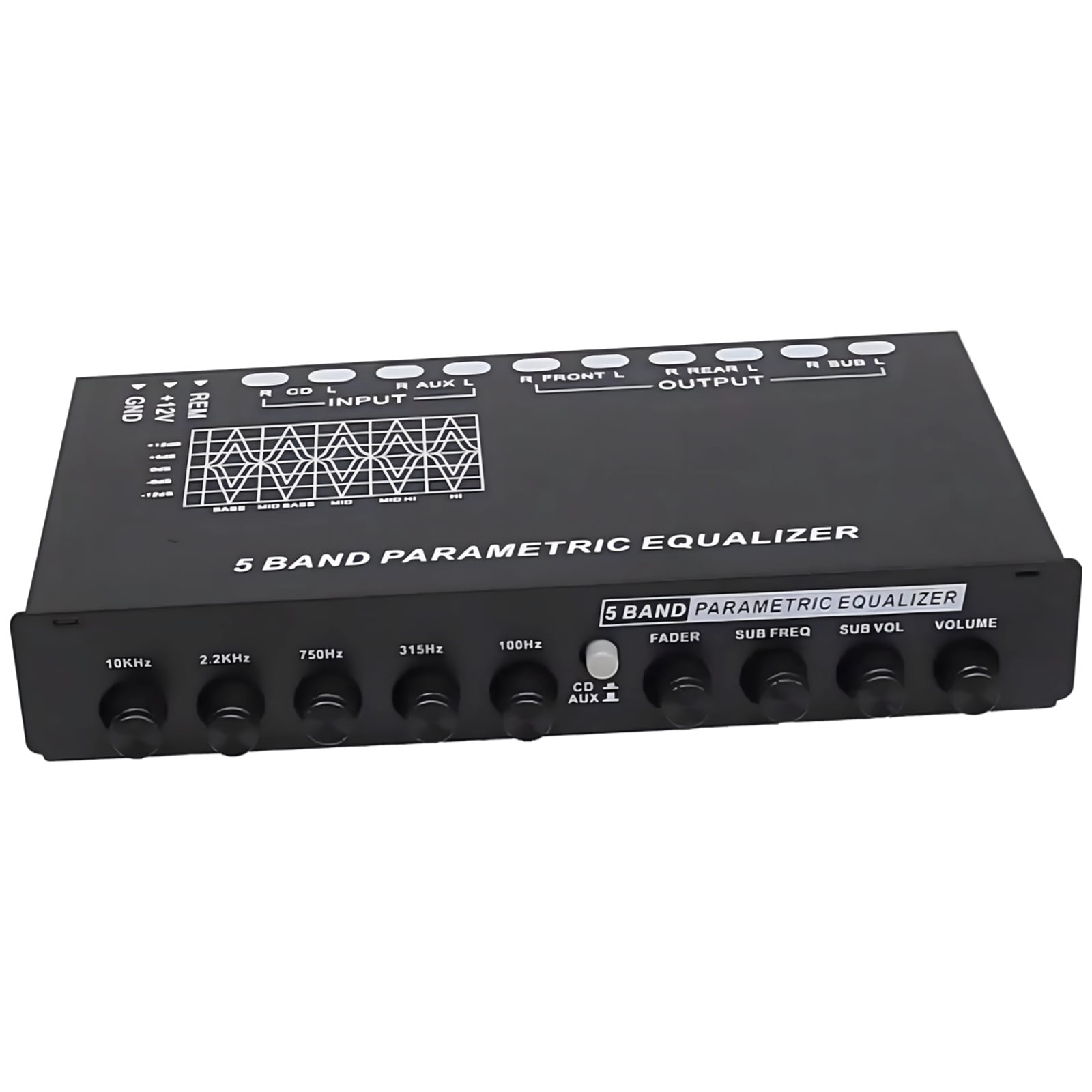 Car Audio Equalizer, 5-Band Equalizer with Built-in Amplifier, Adjustable Subwoofer Frequency ...