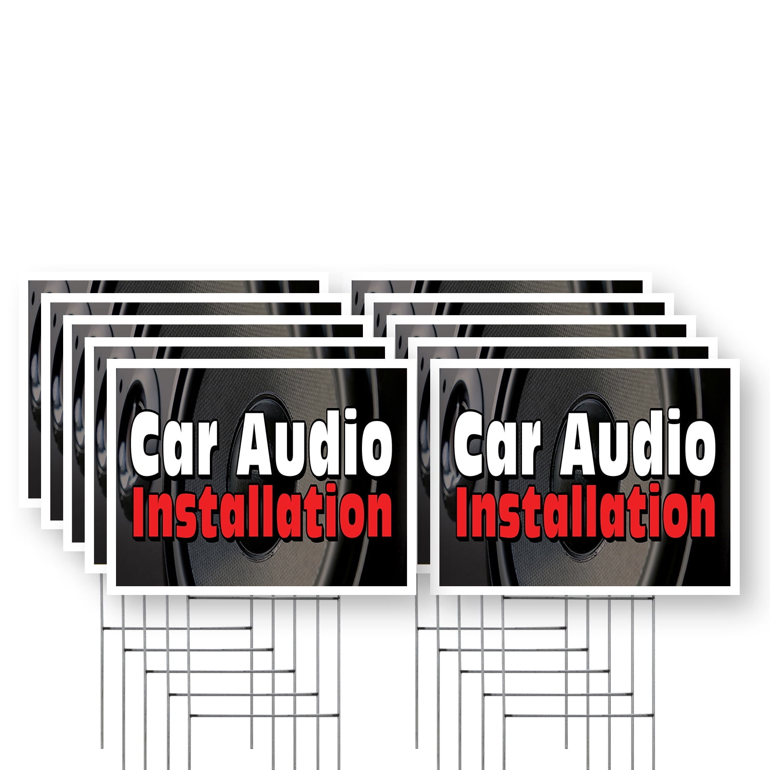 Car Audio Installation Yard Sign 10 Pack of 12 Inch x 16 Inch Single ...