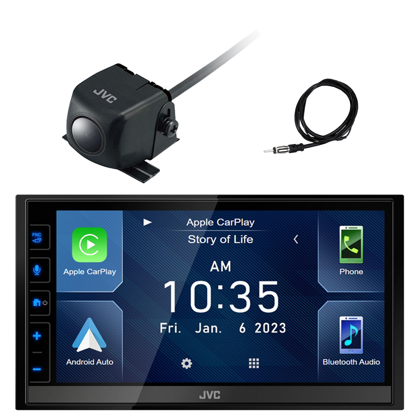 Car Audio Package: 6.8" WVGA Touchscreen Double DIN Head Unit Bluetooth ...