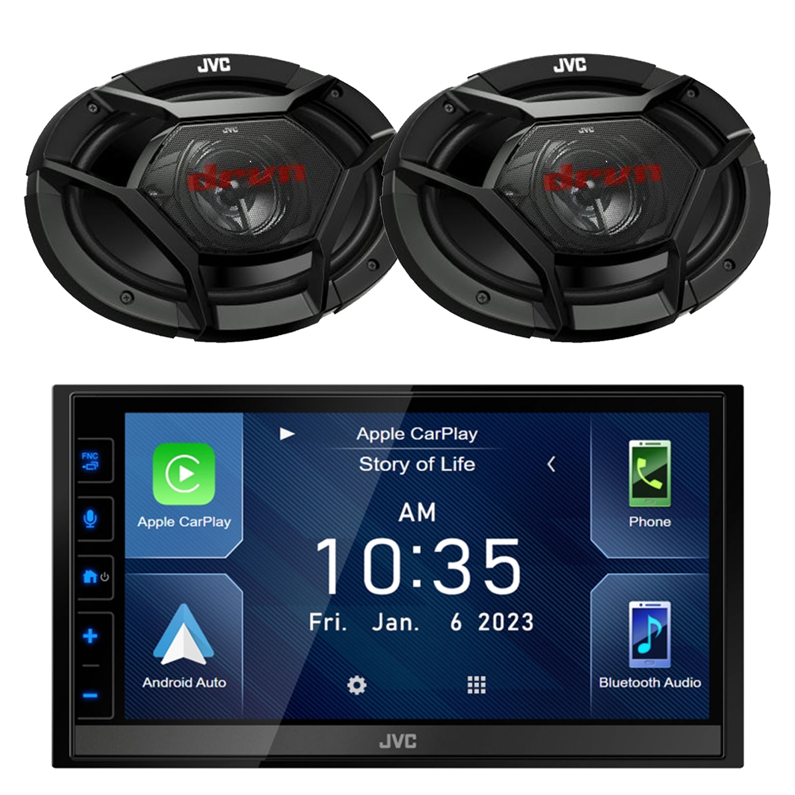 Car Audio Package: 6.8" WVGA Touchscreen Monitor Double DIN Bluetooth ...