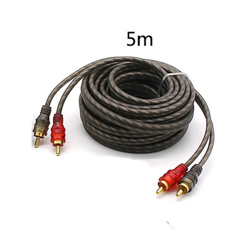 Car Audio Signal Cable 0.5-5M Pure Copper Wire RCA Plug Audio Cord ...