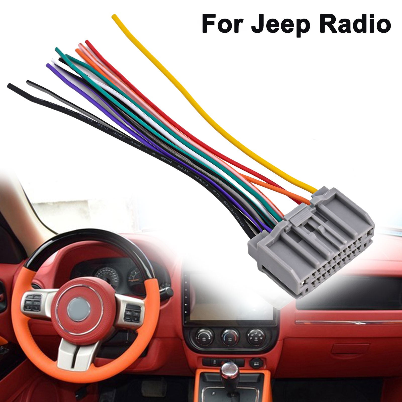 Car Audio Stereo Wiring Harness Adapter for Jeep for Wrangler Radio CD ...