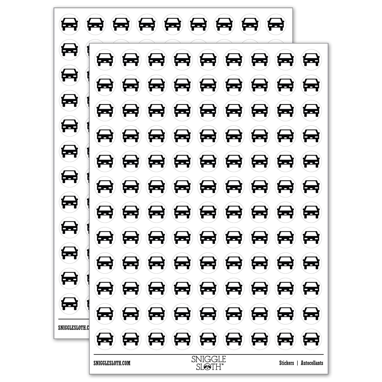 Car Automobile Driving Symbol 200+ Round Stickers - White - Matte ...