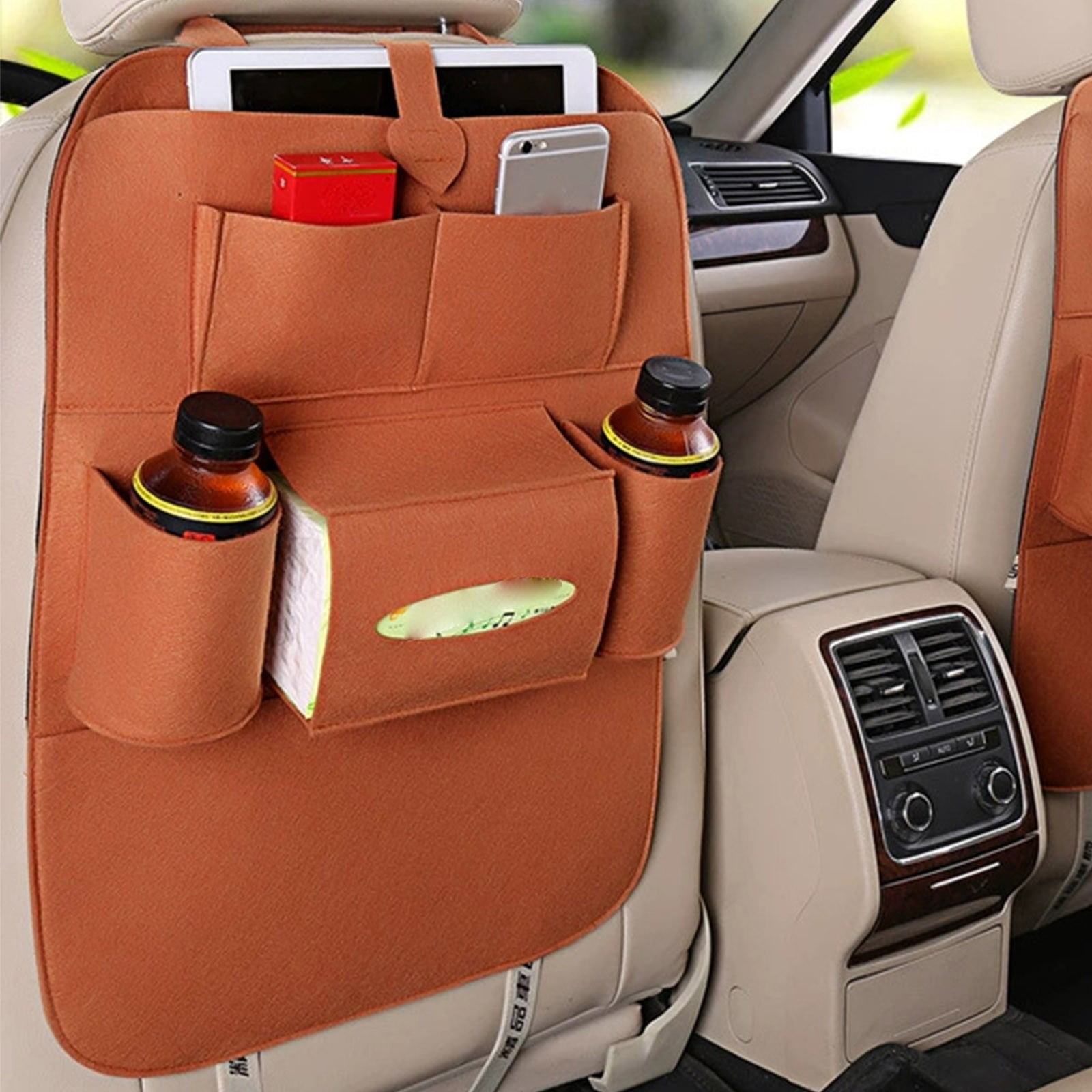 Car Back Seat Organizer with Foldable Table Tray, Pu Leather Backseat ...