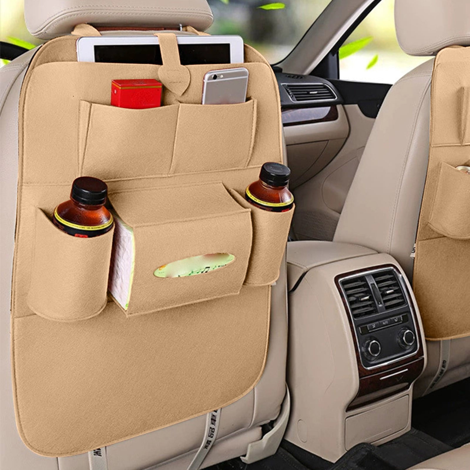 Car Back Seat Organizer with Foldable Table Tray, Pu Leather Backseat ...