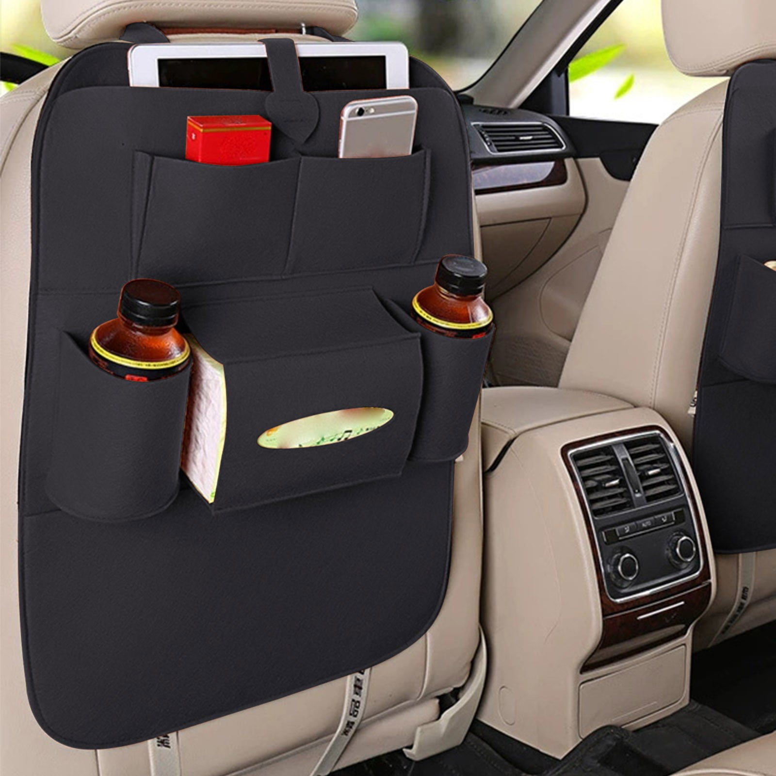 Car Back Seat Organizer with Foldable Table Tray, Pu Leather Backseat ...