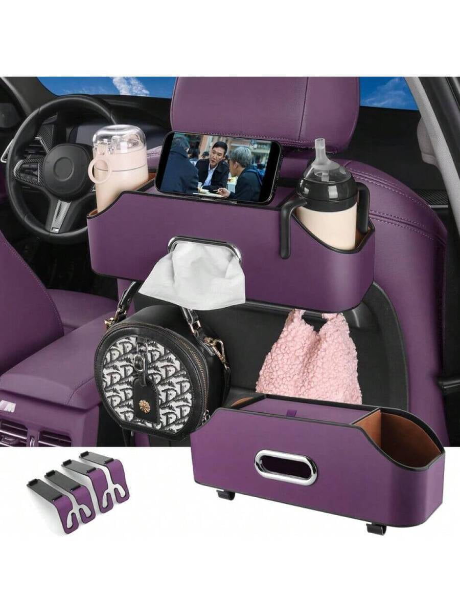 Car Back Seat Organizer With 2 Drin Holder - Tissue Box And Storage Box ...
