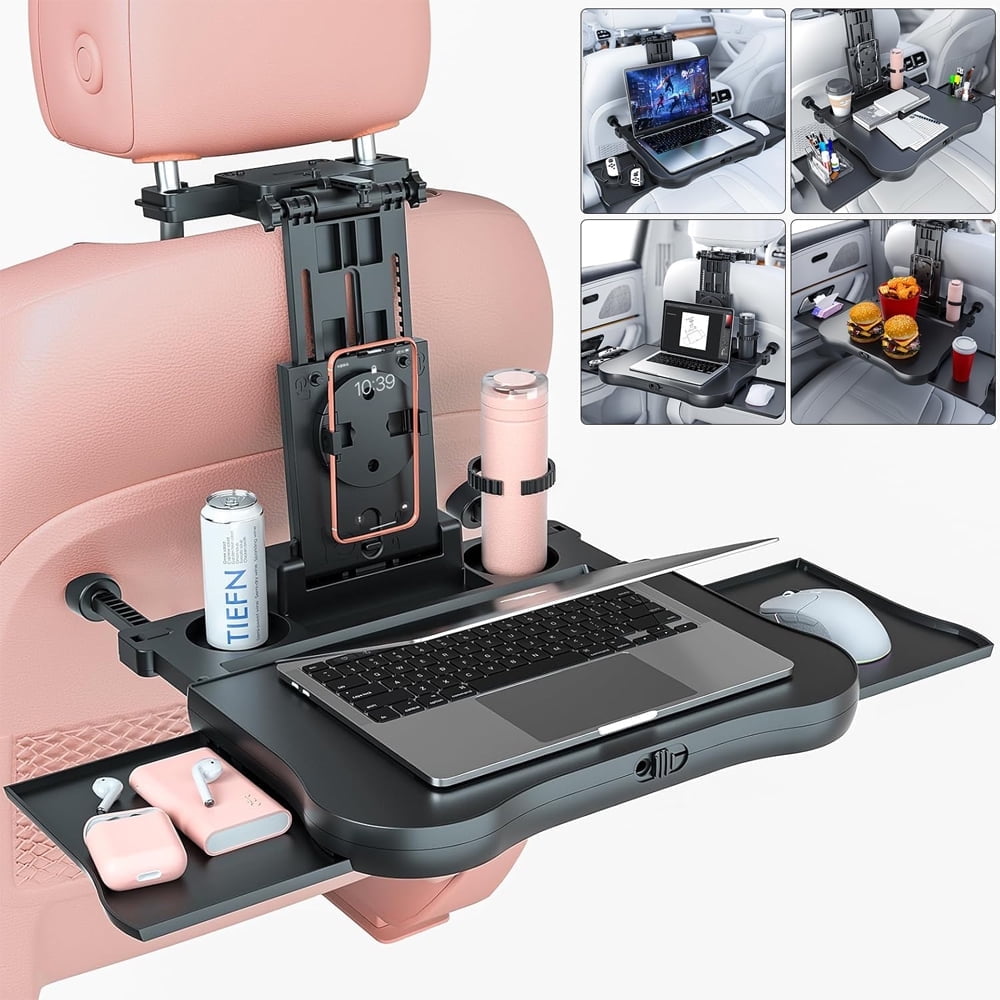 DERCLIVE Car Back Seat Tray Table, Foldable Auto Backseat Food Trays ...