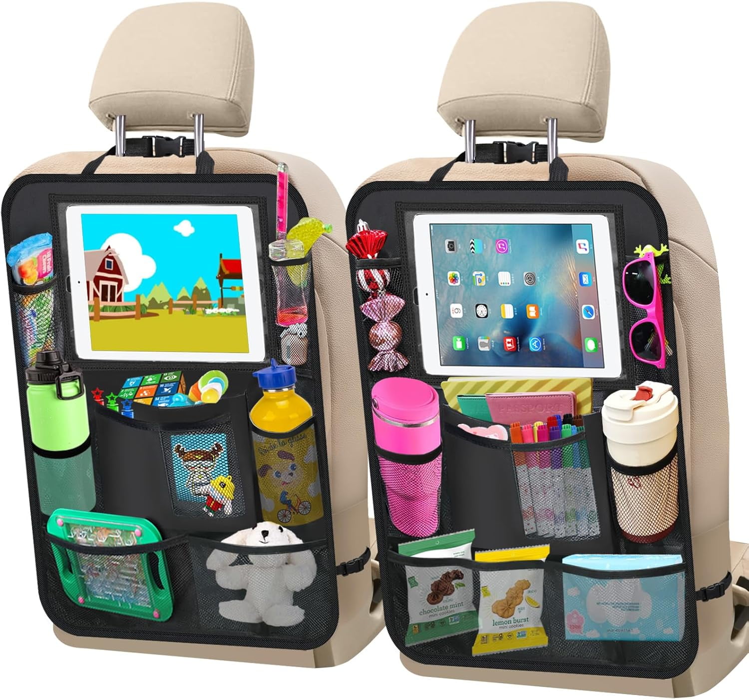 Car Backseat Organizer ，2 Pack Car Organizer Back Seat with 11" Tablet ...