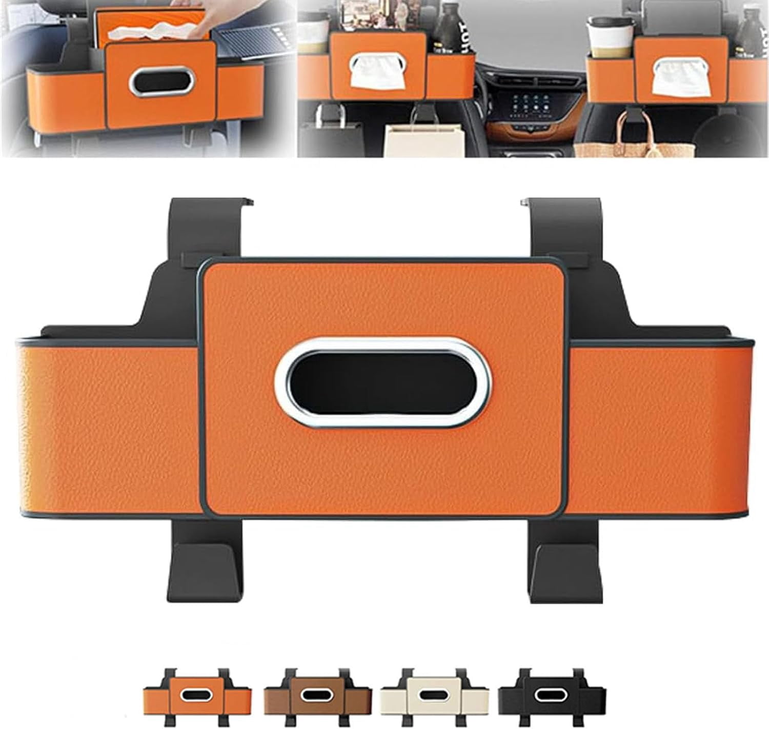 Car Backseat Organizer with Cup Holder, Tissue Box, Trash Bin & Hooks ...