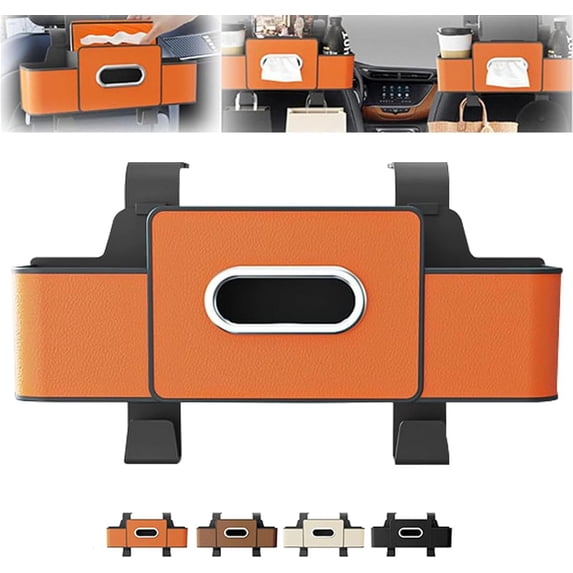 Car Backseat Organizer with Cup Holder, Tissue Box, Trash Bin & Hooks ...