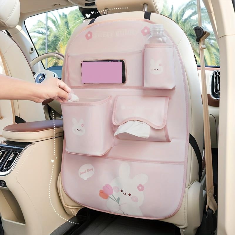 Car Backseat Organizer, Pink Cartoon Bear Multifunctional, 1 Pack ...