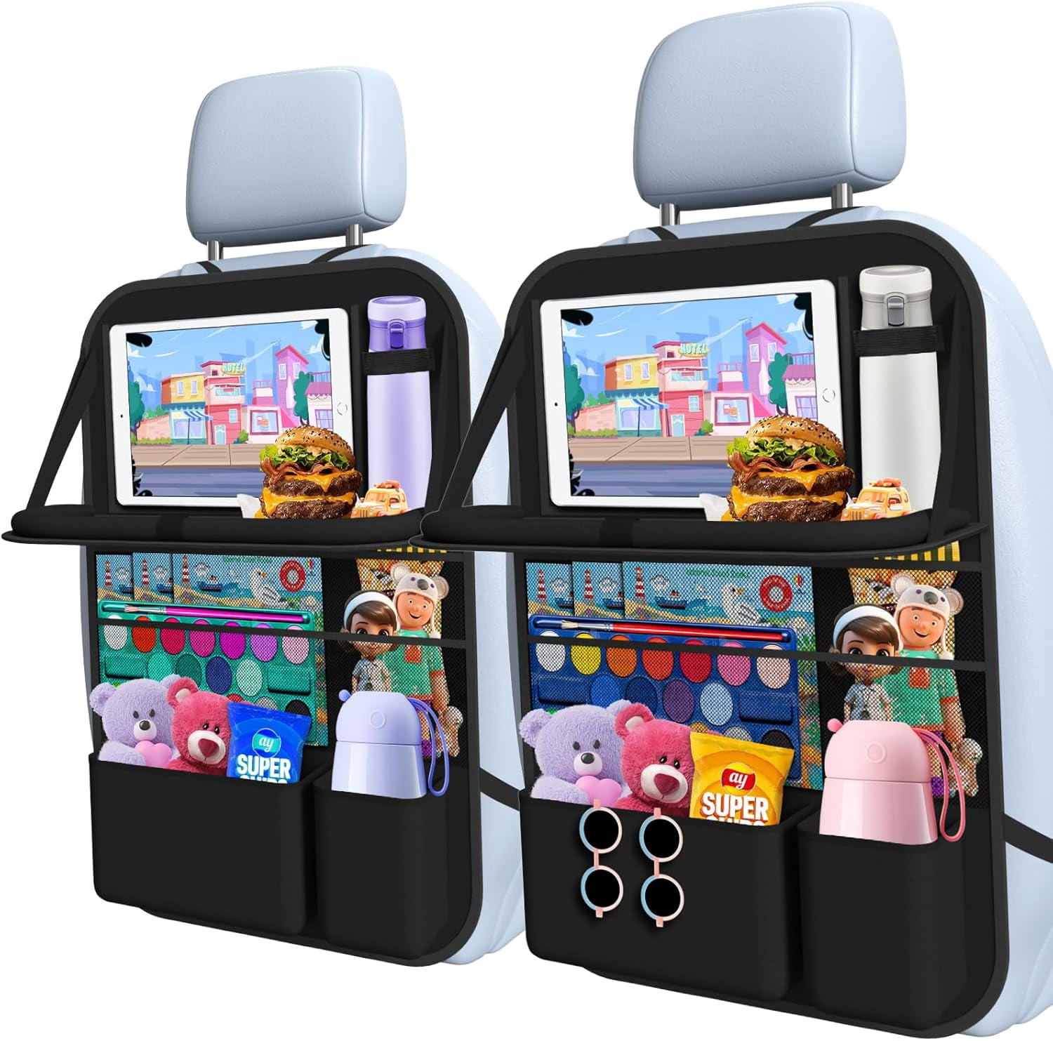Car Backseat Organizer with Table Tray Storage Pockets Backseat Car ...