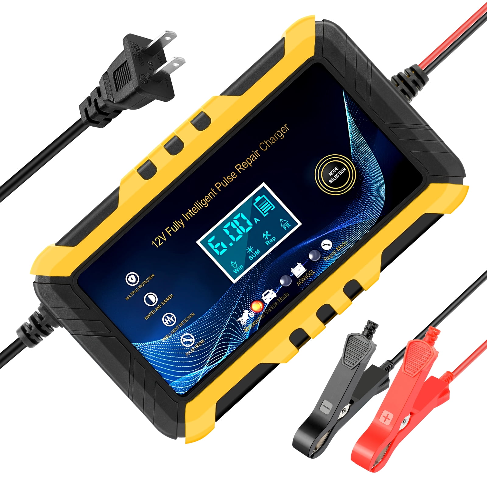 Car Battery Charger 12/24V 6A Intelligent Automatic Pulse Repair ...