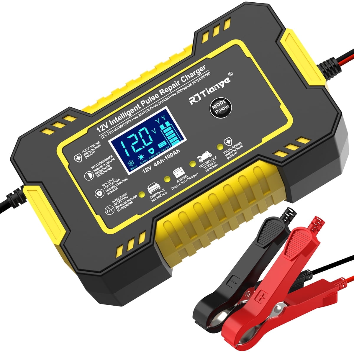 Car Battery Charger, 12V/6A Battery Trickle Charger Smart Automotive ...