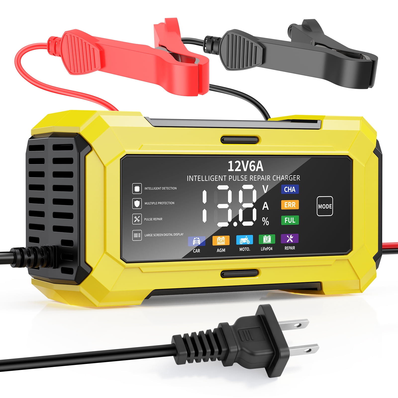 Car Battery Charger,12V 6A Battery Trickle Charger Smart Battery ...