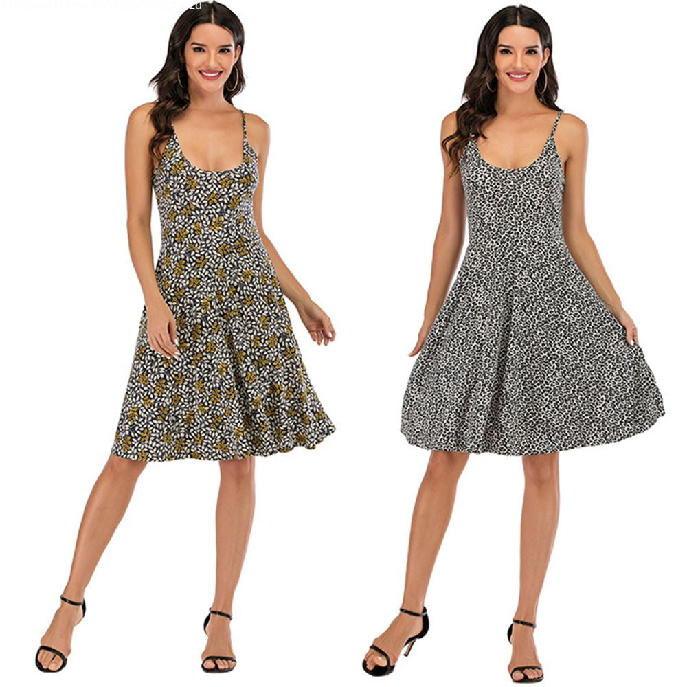 Dress Women's Suspender Dress Adjustable Leopard Print Dress Printing ...