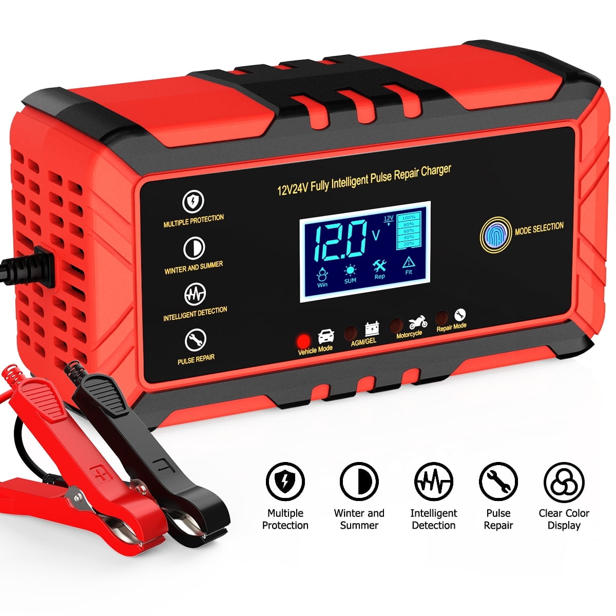Car Battery Charger, 8A 12V/24V Battery Charger and Trickle Charger ...