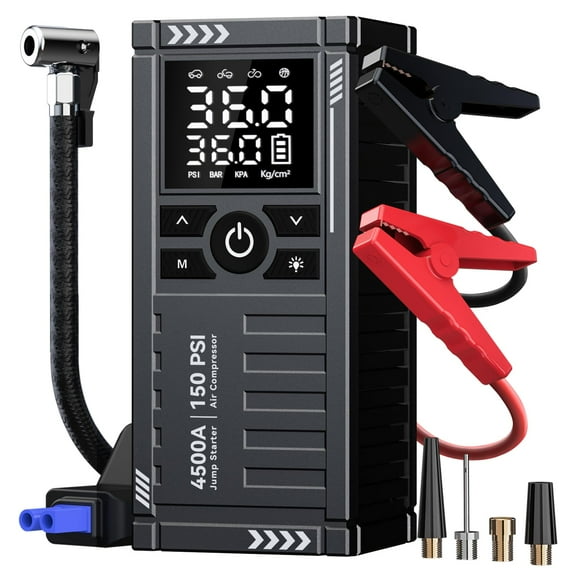 Car Battery Jump Starter with Air Compressor - 4500A 150PSI Portable ...