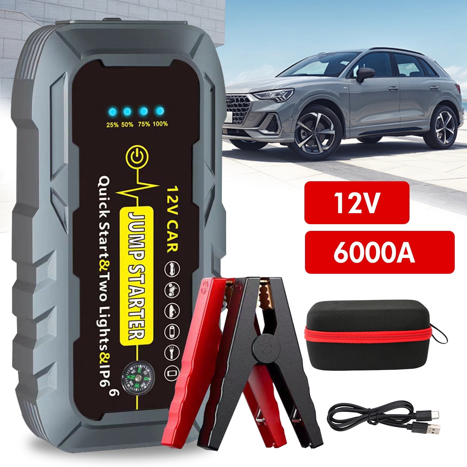 Car Battery Jump Starter Portable, 6000A Peak Jump Box Starter for Car ...