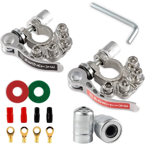 Car Battery Terminal Clamp Connector, 4 Way Positive and Negative Pole ...