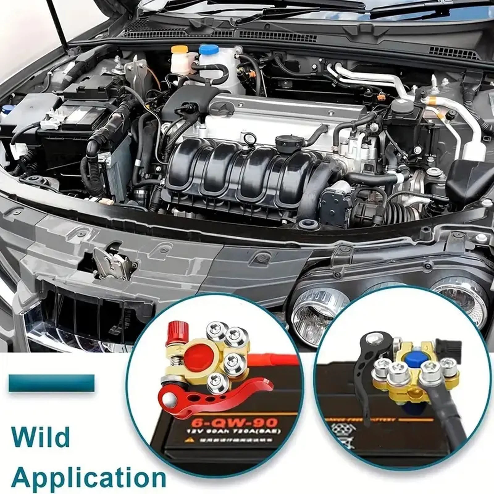 Car Battery Terminal Connectors, 2 Pcs 4 Way Quick Release Disconnect ...