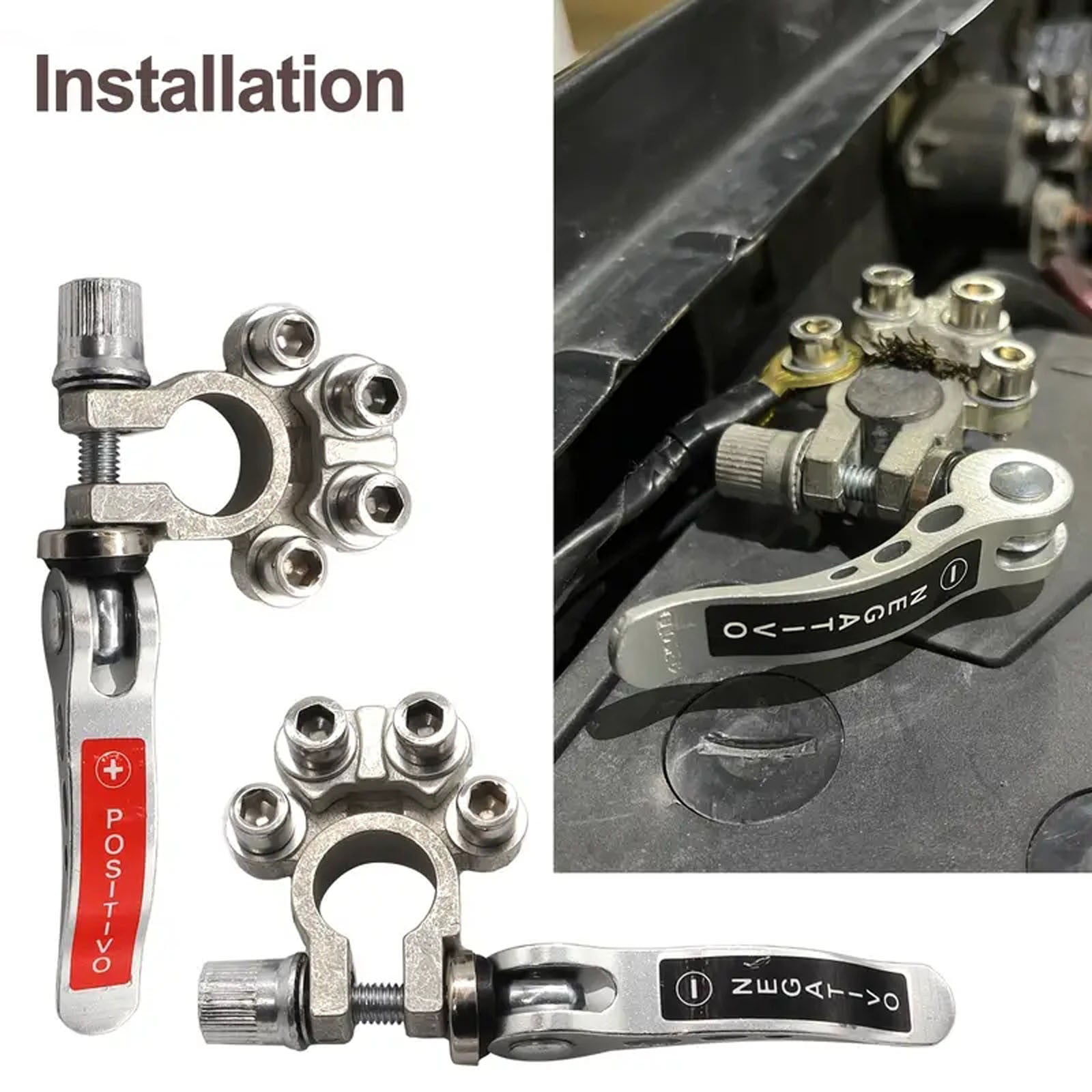 Car Battery Terminal Connectors, 2 Pcs 4 Way Quick Release Disconnect ...
