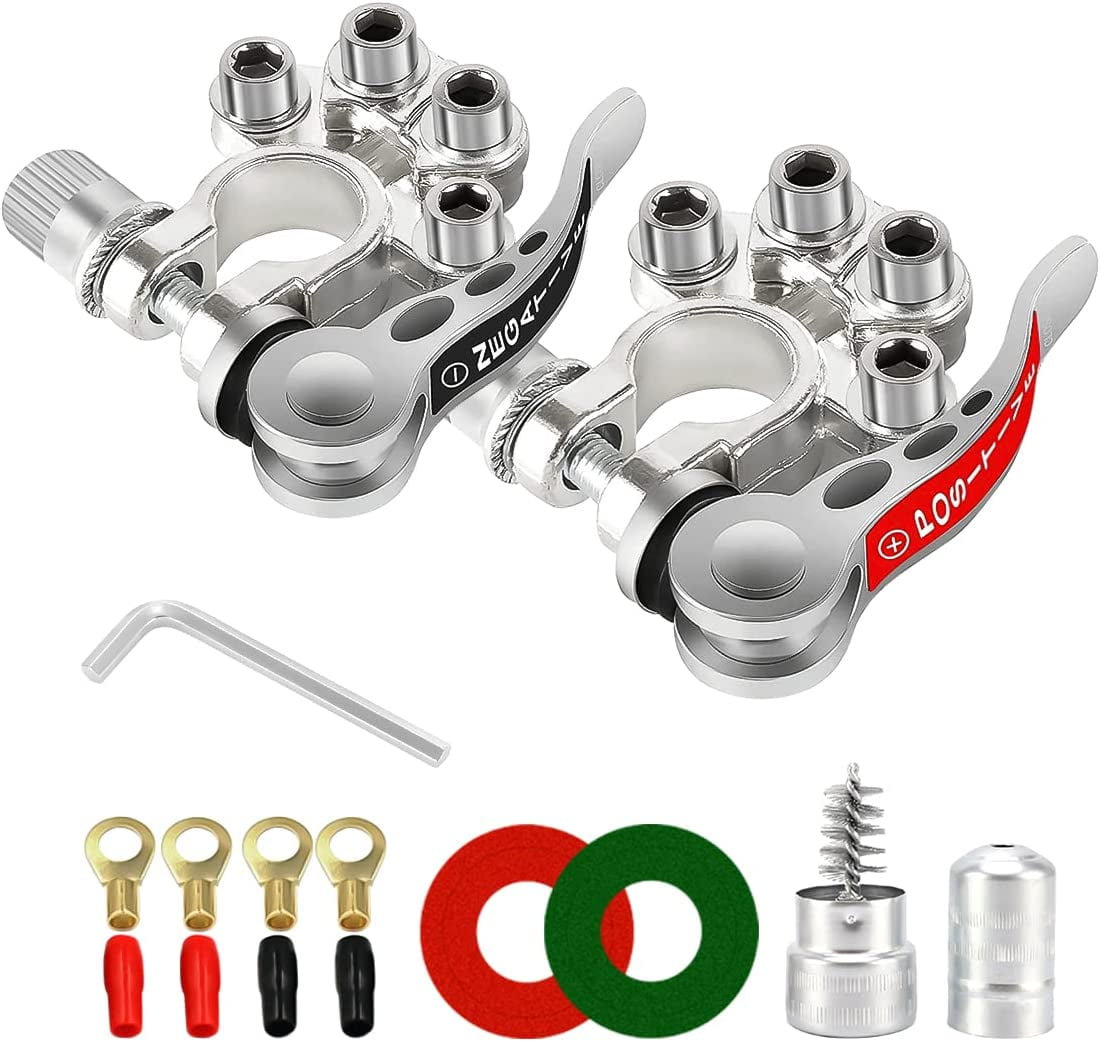 Car Battery Terminal Connectors, 2Pcs 4 Way Quick Release Disconnect ...