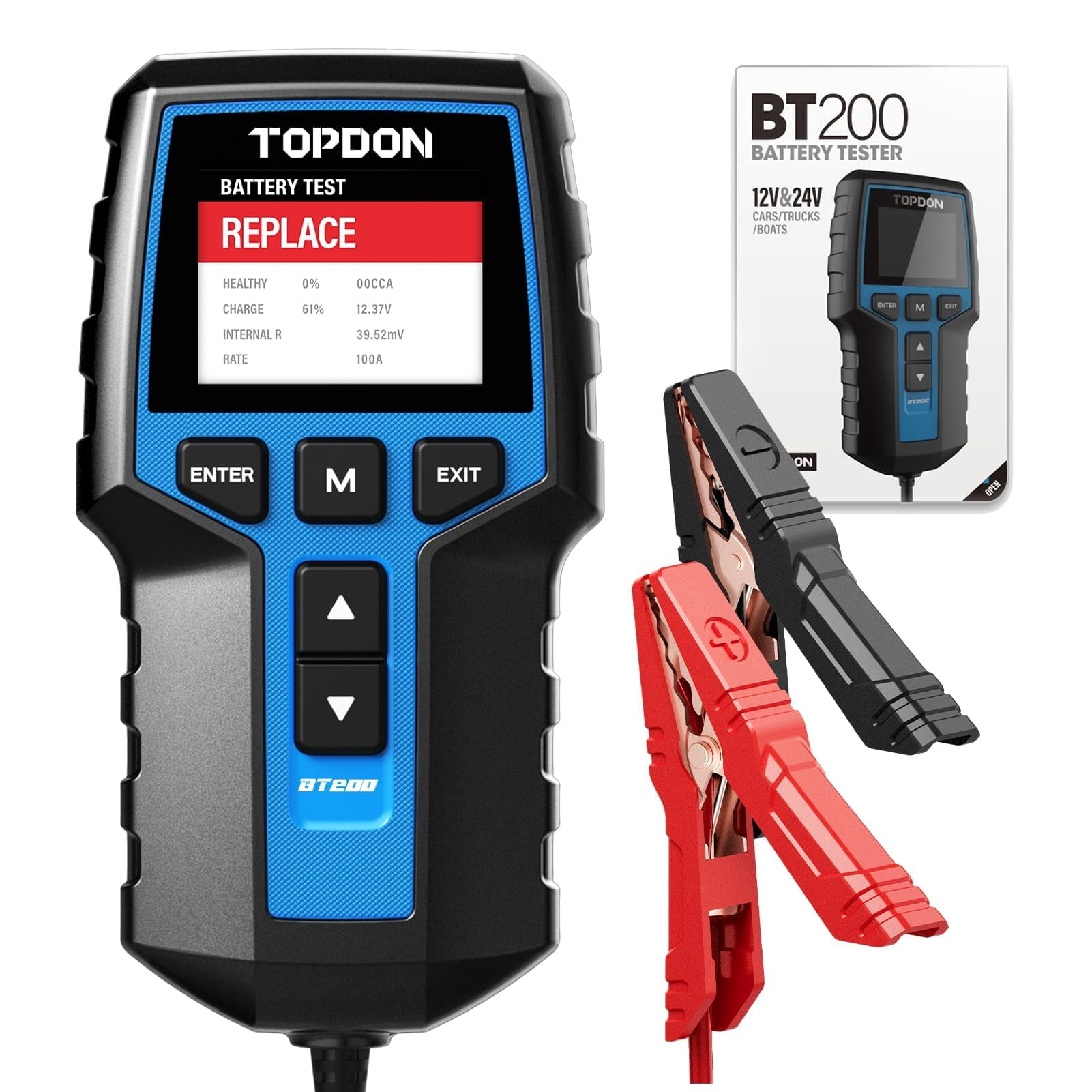 Car Battery Tester 24V 12V Load Tester, TOPDON 100-2000CCA Automotive ...