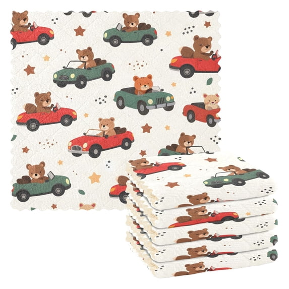 Car Bear Kitchen Cloth Dish Towels for Drying Washing Absorbent Dish ...