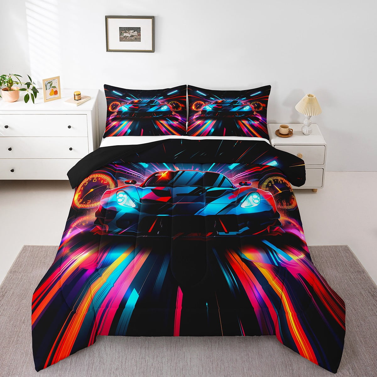 Car Bedding Sets Racing Car King Comforter Set Extreme Sports Down ...