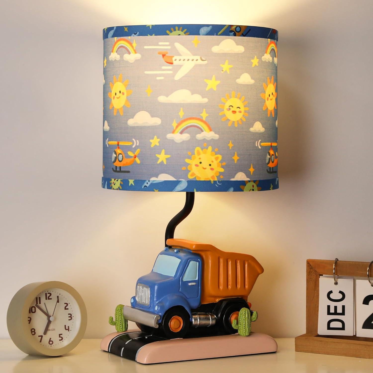 Car Bedside Table Lamp for Kid, Truck Nursery Lamp for Boy Girl Bedroom ...