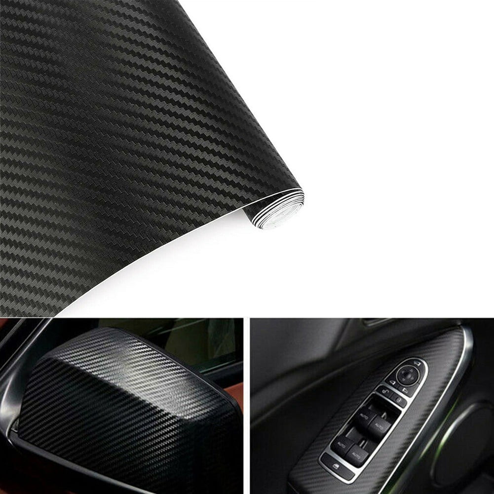 Car Black Carbon Fiber Vinyl Wrap Sticker Interior Accessories Panel ...
