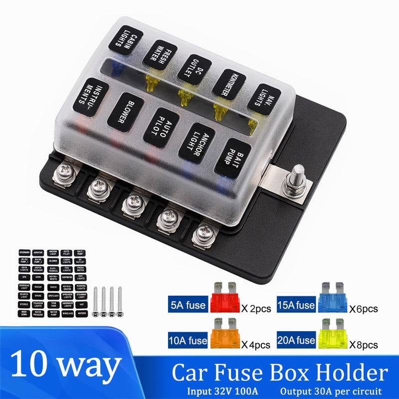 Car Blade Holder Fuse Box 6 Ways Modified Terminal Block Fuse with LED ...