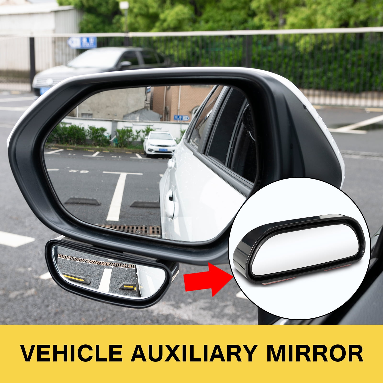 Car Blind Spot Mirror Wide Angle Add-On Rear Side Universal Large View ...