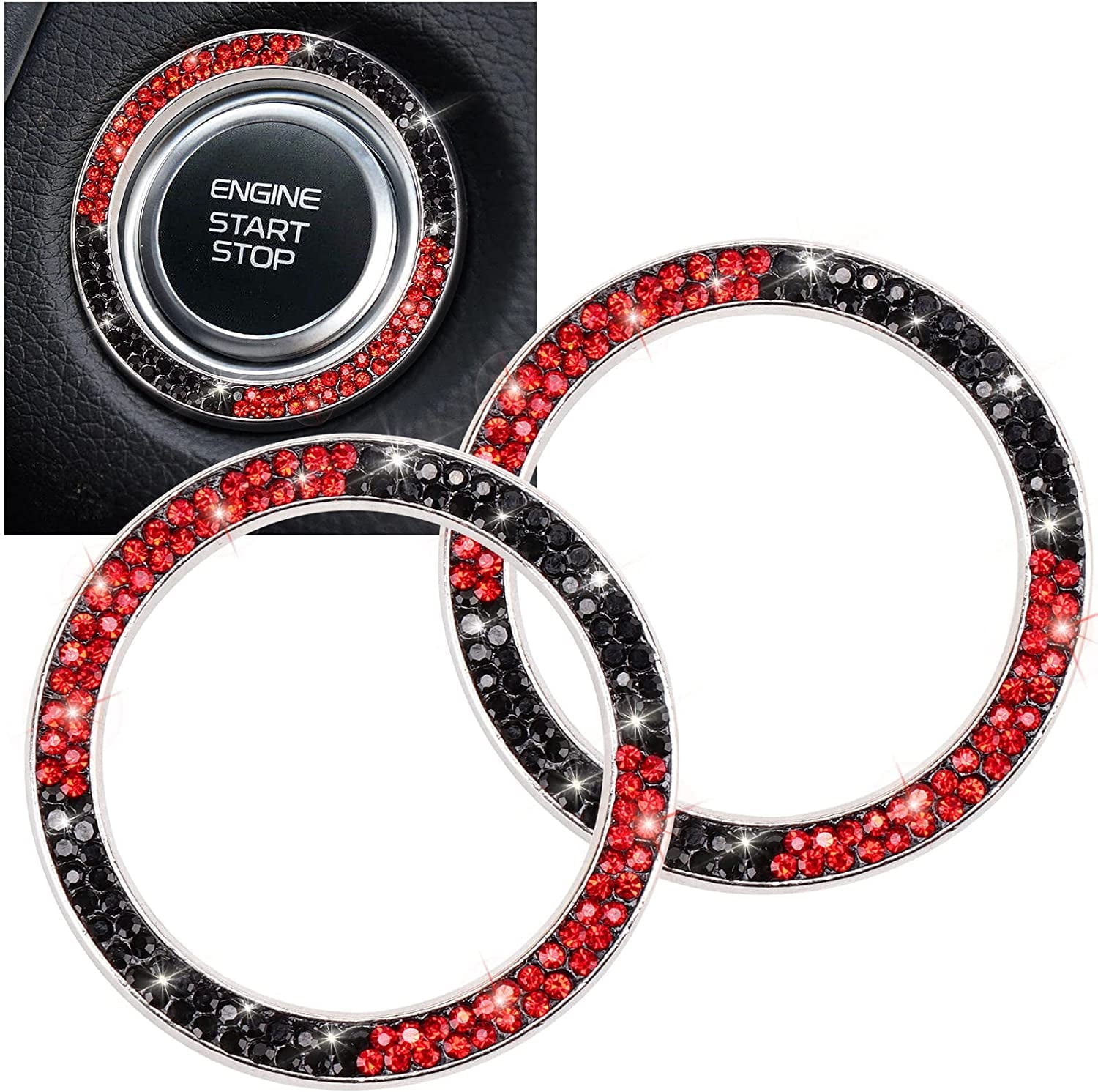 Car Bling Ring Crystal Car Stickers Rings Womens Car Decals,2Pcs Push ...