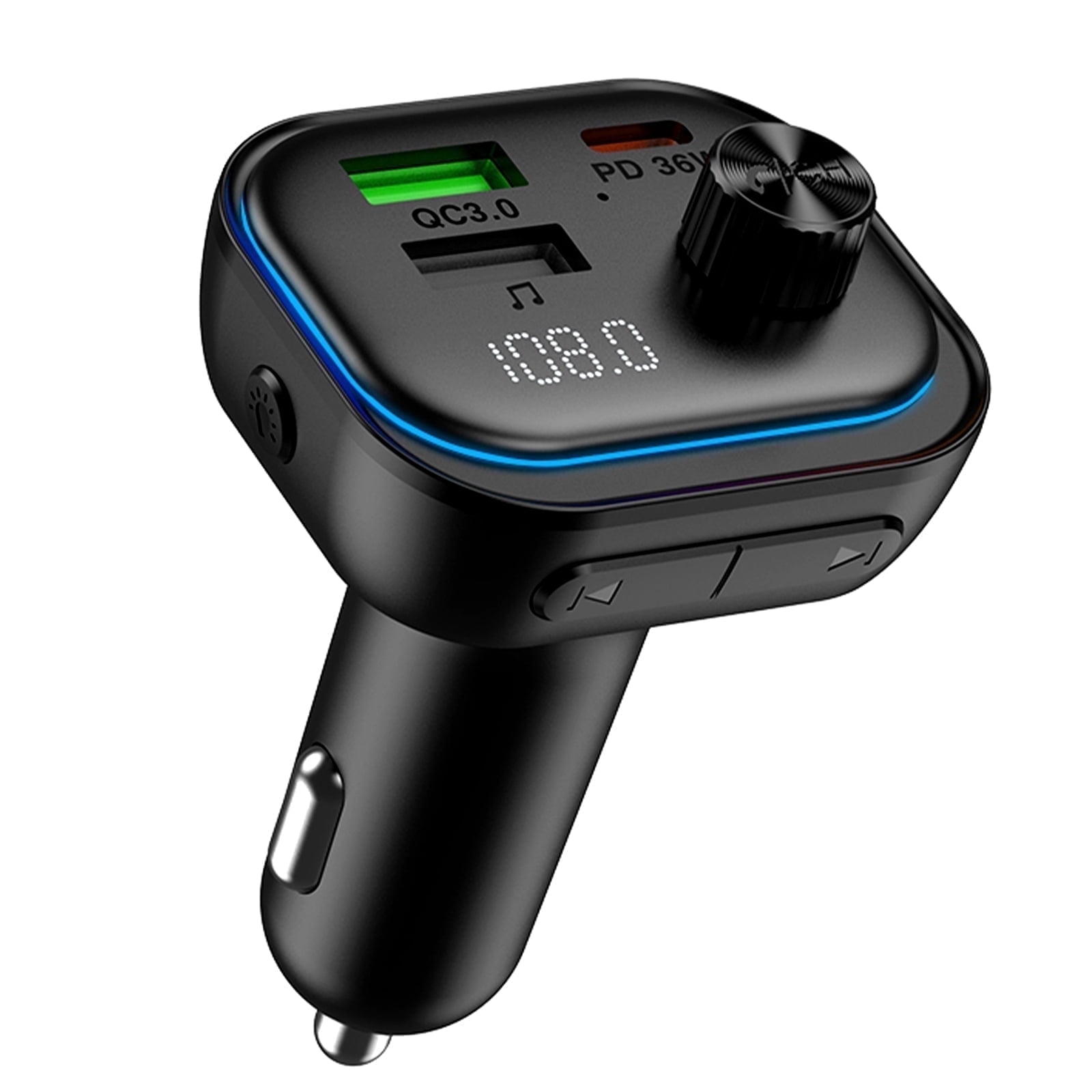 FM Transmitter Bluetooth with USB C Charger & Hands-Free Calling ...
