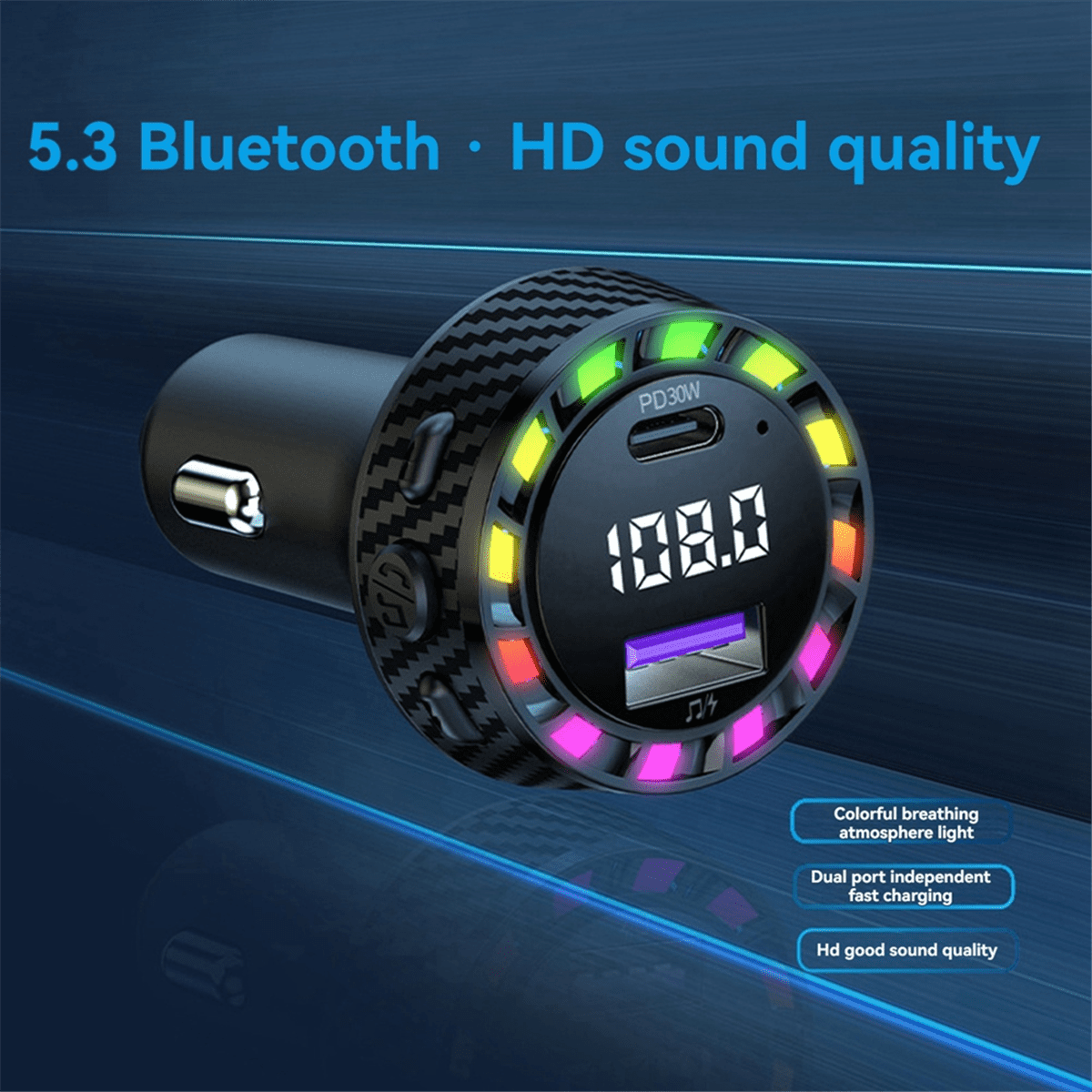 Car Bluetooth Charger PD30W USB Port Fast Charging Adapter with LED ...