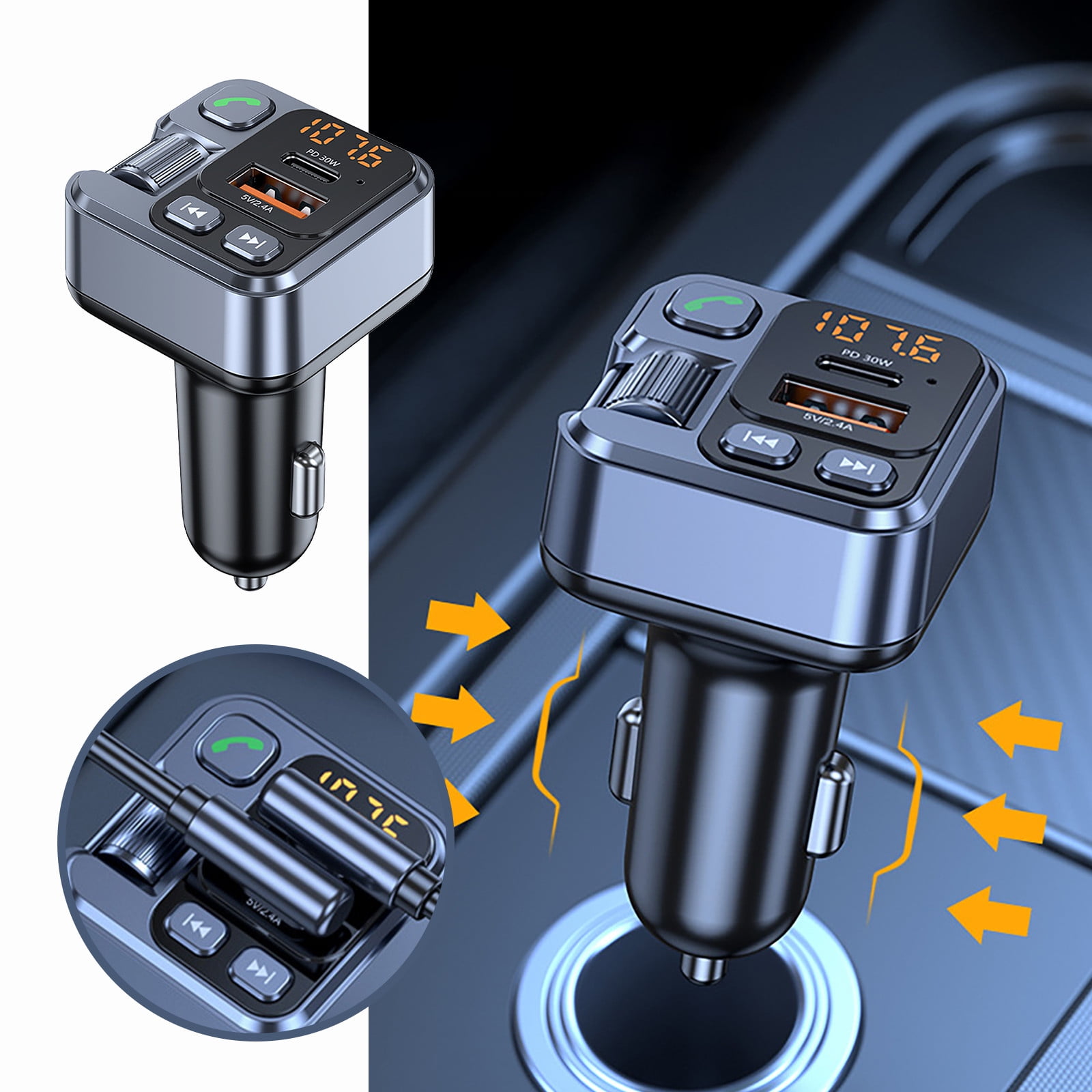 Car Bluetooth Player 30W Fast Charging Car Charging Handsfree Talk ...