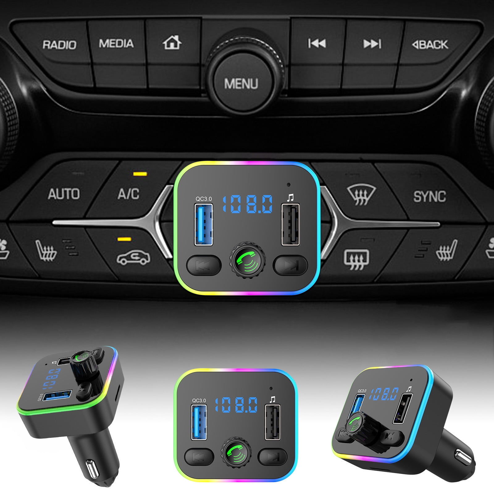 Car Bluetooth Receiver Charger,Lossless Sound Quality FM Transmitter ...