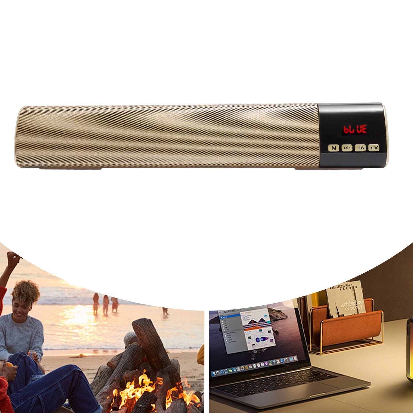 Car Bluetooth Smart Speaker Wireless Stereo Bass USB/TF/FM Portable ...