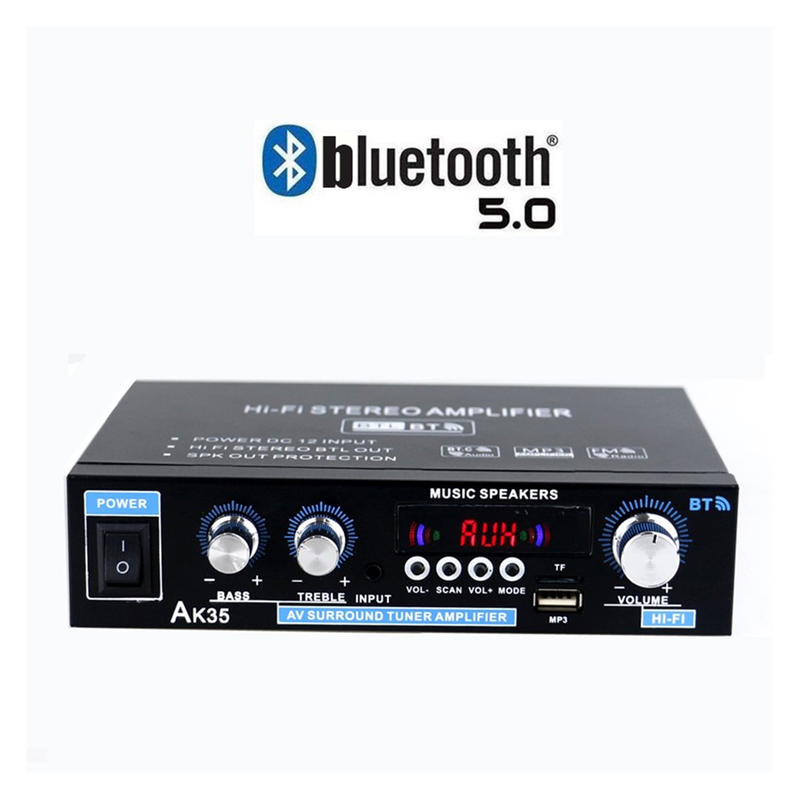 Car Bluetooth Stereo Amplifier Hifi Digital Audio Home Karaoke Power Amp FM USB Car Auto ...