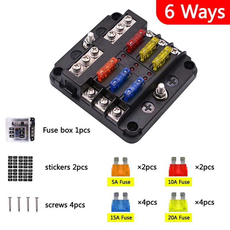 Car Boat Fuse Box Holder With 6 Way 12 Way Blade Fuse Holder Block ...