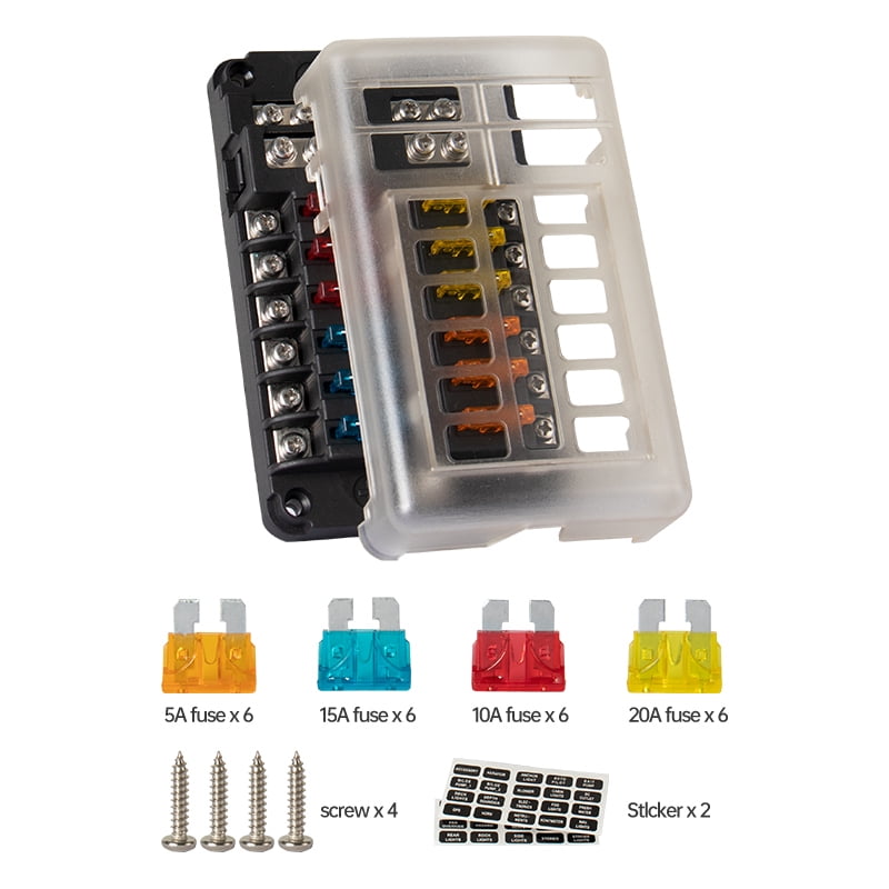 Car Boat Fuse Box Holder With 6 Ways 12 Ways Blade Fuse Holder Block ...