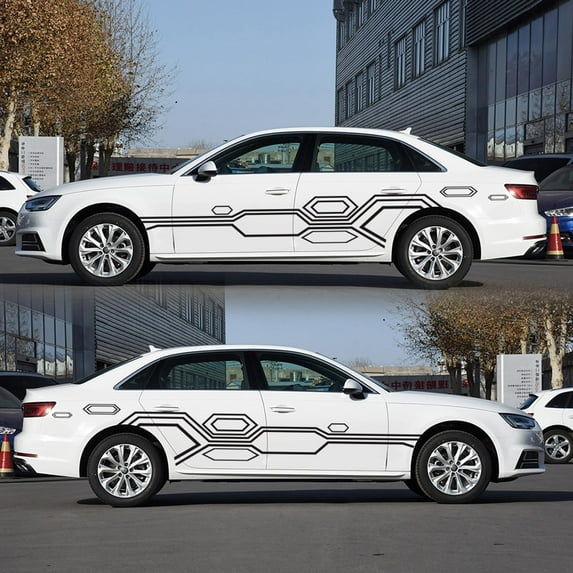 Car Body Decals Grids Stripes Graphics Car Side Stickers for Rvs Racing ...