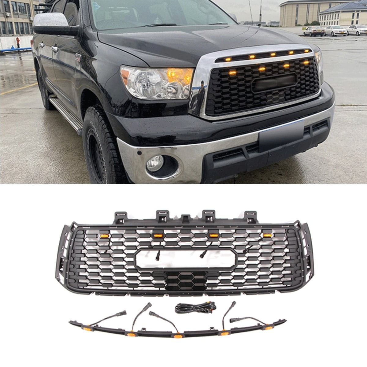 Car Bumper Grill with Light Bar Front Bumper Grille Body Kit Front ...