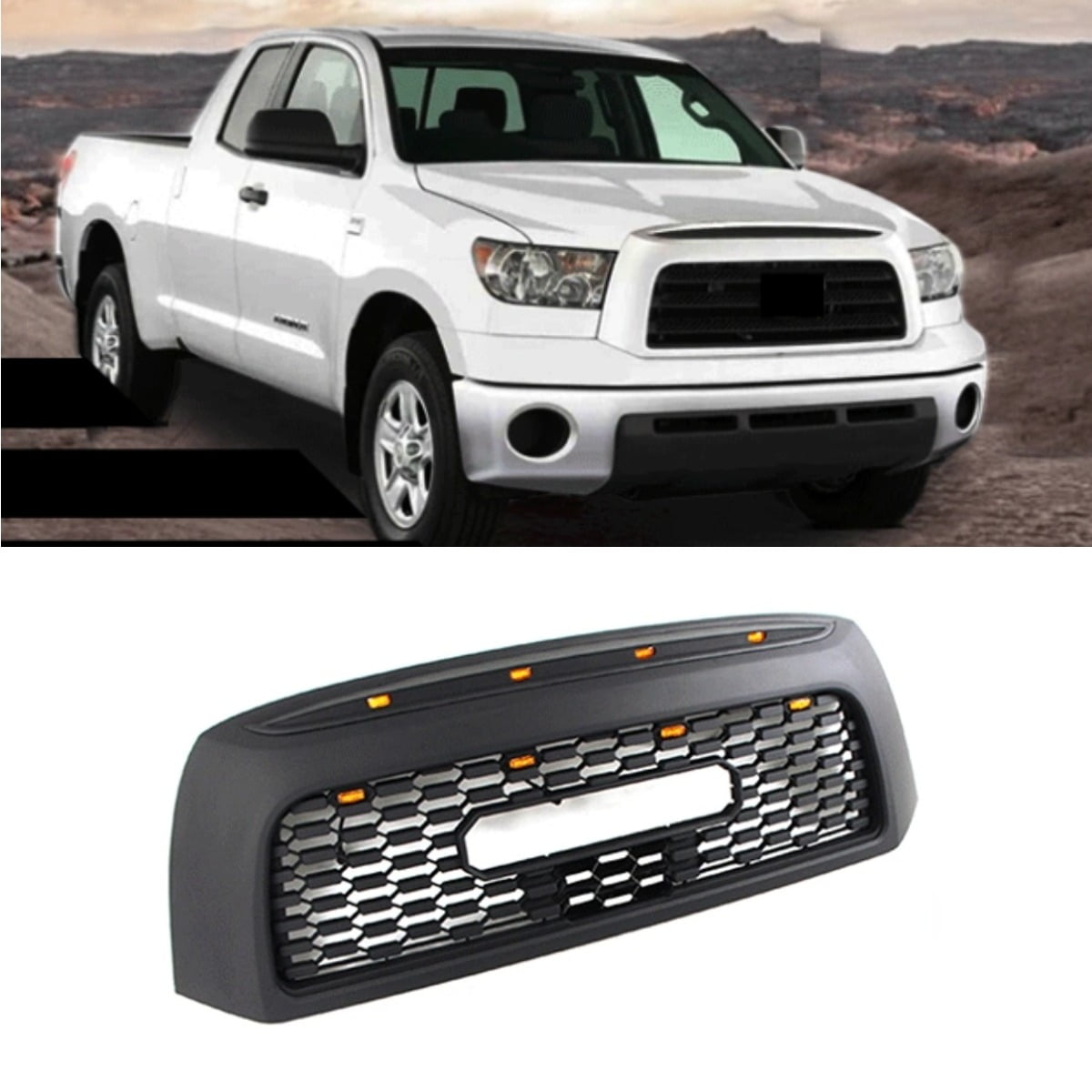 Car Bumper Grill with Light Bar Front Bumper Grille Light Exterior Part ...